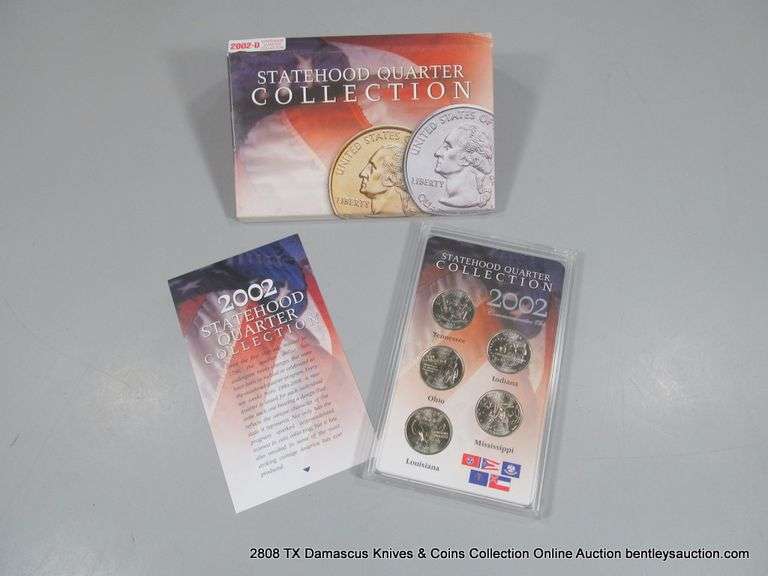 2002 UNITED STATES STATEHOOD QUARTER COLLECTION, 5 QUARTER SET ...