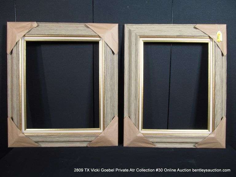 RUSTIC WEATHERED OAK LARGE FRAMES - GOLD & LINEN INSET (2X MONEY) BOTH ...