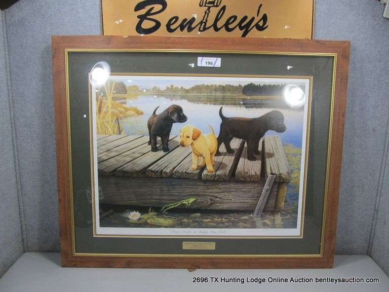 FRAMED PAINTING "PUPPY SERIES" - 'FROGS, SNAILS AND PUPPY DOG TAILS" BY ...
