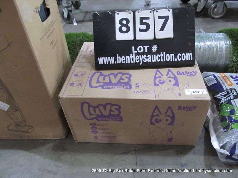 CASE BOX: LUVS PLATINUM PROTECTION BLUEY DIAPERS, SIZE 5 - 172 COUNT ...