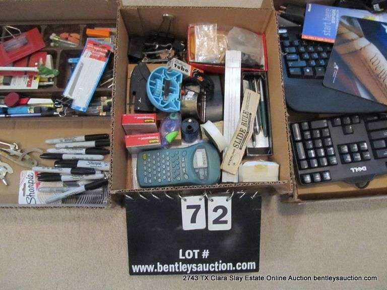 BOX: STAPLER, CALCULATOR, PENS, PENCILS, WHITE OUT, TAPE, ETC - Bentley ...