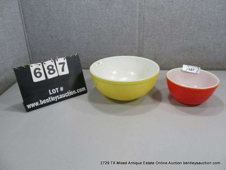 YELLOW & RED COLLECTIBLE PYREX KITCHEN MIXING BOWLS (2X MONEY ...