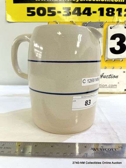 CASEY POTTERY HAND TURNED HERITAGE BLUE STRIPE STONEWARE PITCHER ...