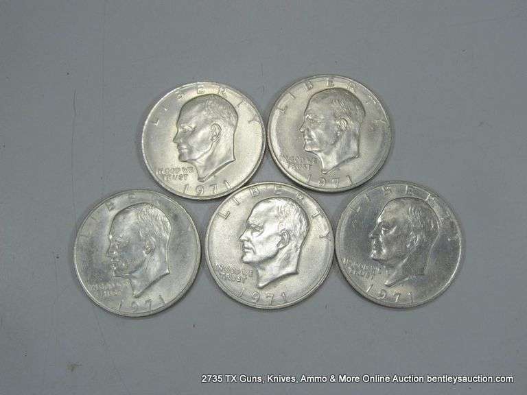 LOT: (5) 1971 EISENHOWER $1.00 COINS - Bentley & Associates, LLC