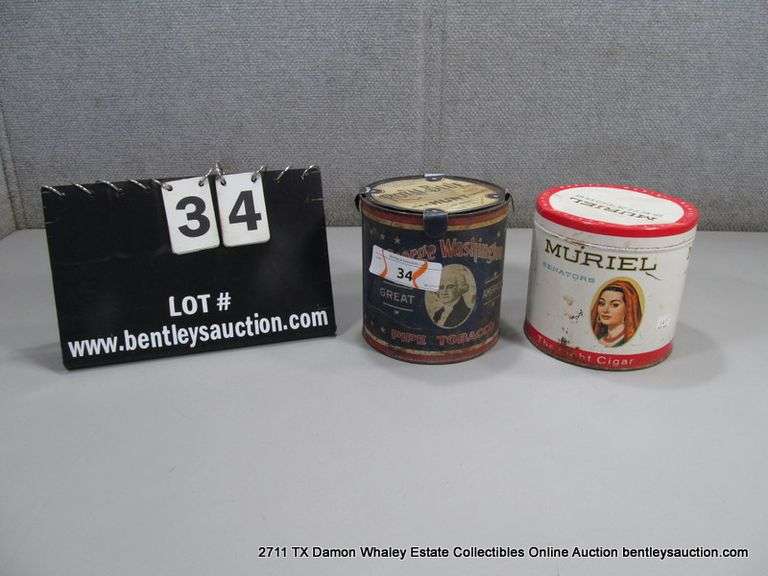 LOT: (2) ANTIQUE TOBACCO TINS - GEORGE WASHINGTON GREAT AMERICAN PIPE ...