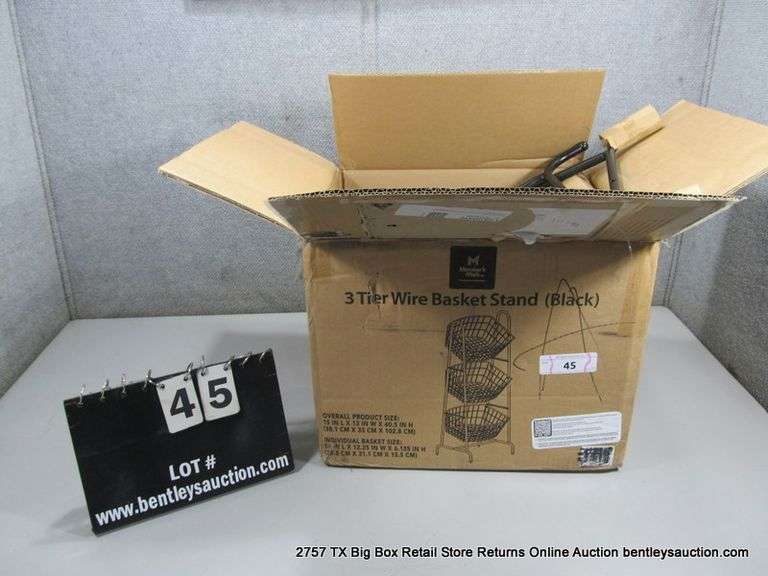 MM 3 TIER WIRE BASKET STAND, BLACK 15" X 13" X 40.5" - Bentley ...