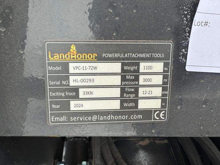 2024 LANDHONOR SKID STEER VIBRATORY PLATE COMPACTOR MODEL: VPC-11-72W ...