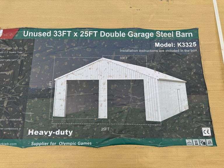 KJ 33' X 25' SOUBLE GARAGE STEEL BARN MODEL: K-3325 (2 BOXES) - Bentley ...