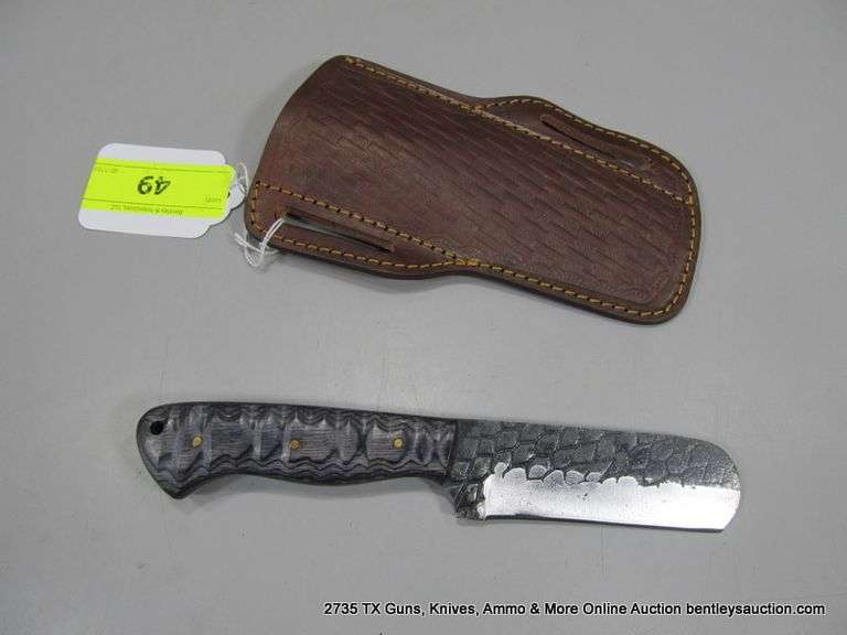 SINGLE EDGE KNIFE, 4" BLADE CARBON STEEL FINISH W/ SHEATH - BLACK ...