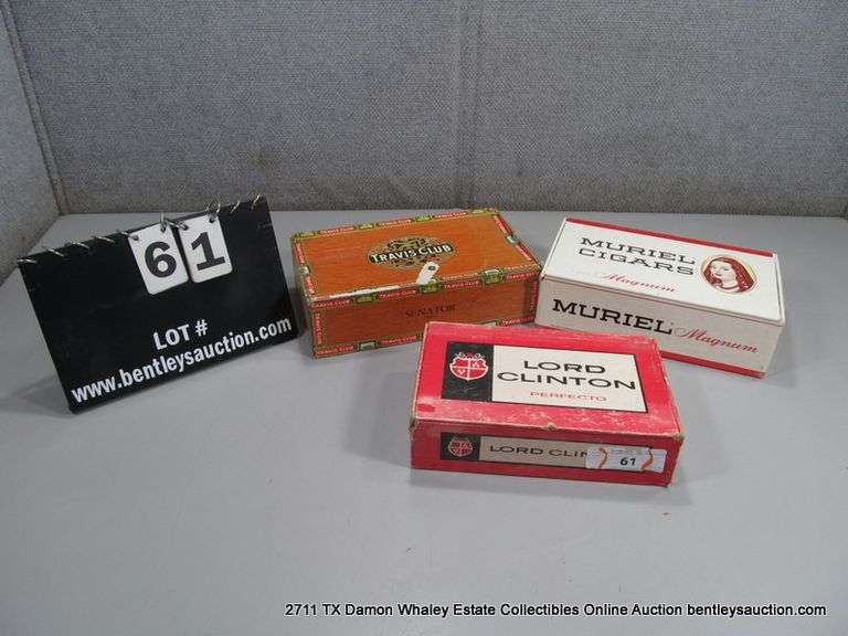 LOT: (3) ANTIQUE CIGAR BOXES - LORD CLINTON PERFECTO, TRAVIS CLUB ...