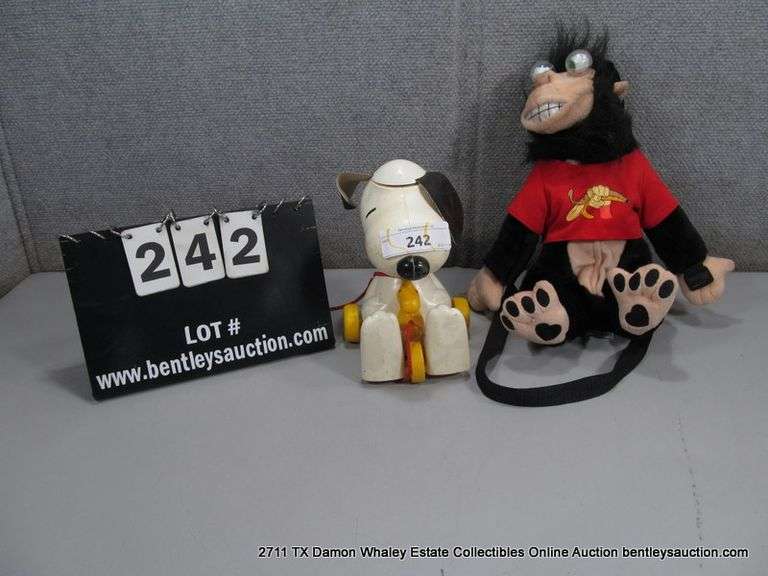 LOT 2: SNOOPY CHILDREN'S PULL TOY, POSEABLE MONKEY TOY - Bentley ...