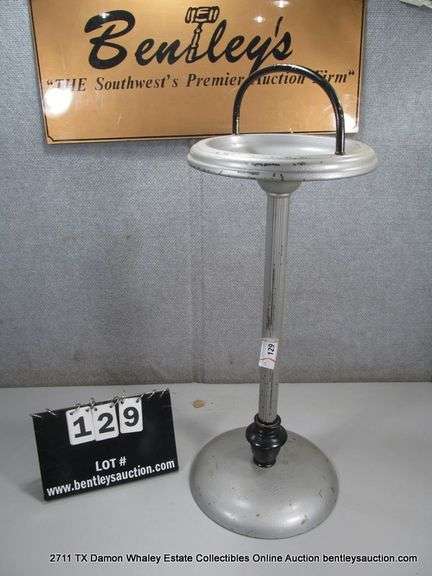 GREY 2' TALL METAL SMOKING STAND - Bentley & Associates, LLC