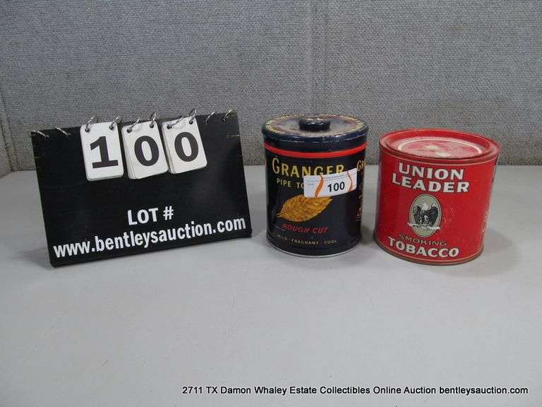 LOT: (2) ANTIQUE TOBACCO TINS - GRUNGER ROUGH CUT, UNION LEADER ...