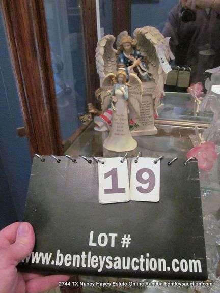 LOT (2): AMERICAN FLAG ANGEL & ANGEL OF MERCY FIGURINES - Bentley ...