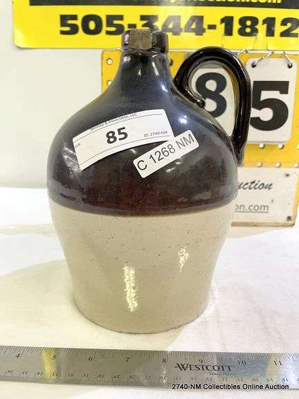 STONEWARE 2-TONE LIQUOR JUG - Bentley & Associates, LLC