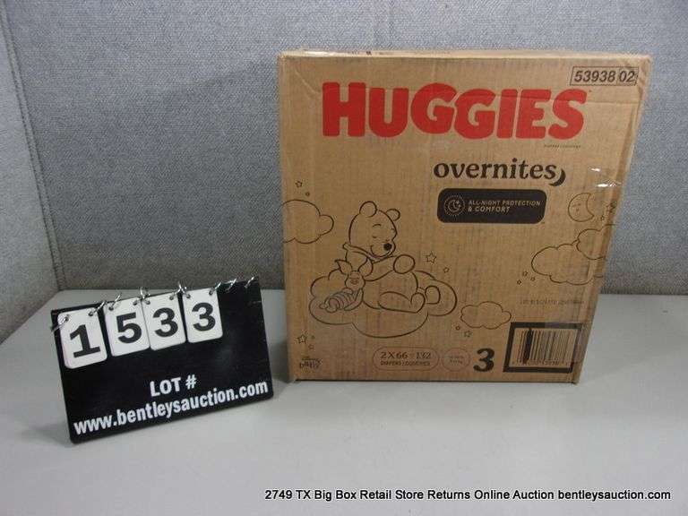 BOX: HUGGIES OVERNIGHTS DIAPERS, SIZE 3 (132 COUNT) - Bentley ...