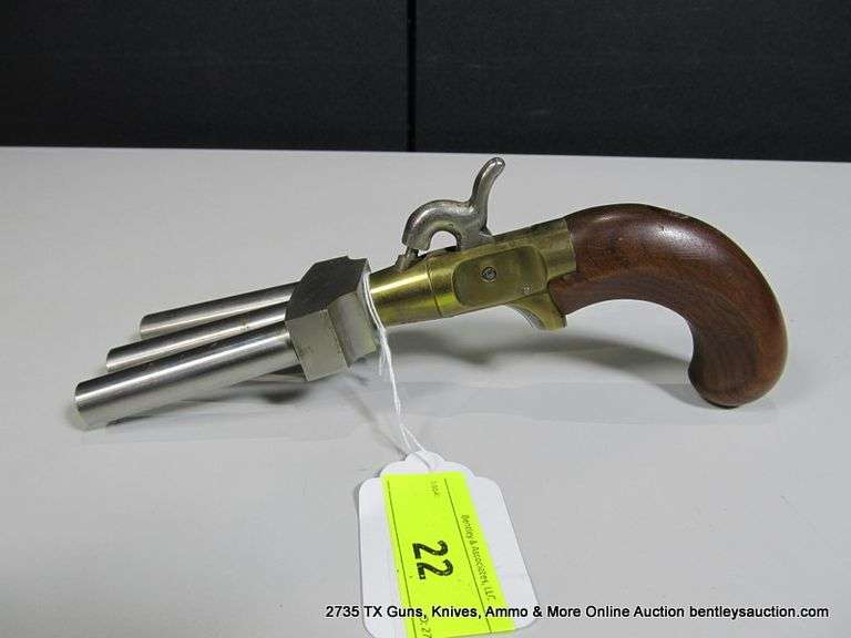 CMC DUCKFOOT TRI-BARREL .36 CAL PERCUSSION PISTOL, S/N: 89158A ...