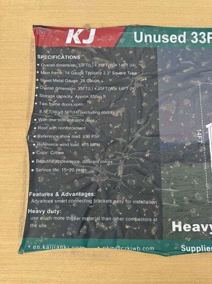 KJ 33' X 25' SOUBLE GARAGE STEEL BARN MODEL: K-3325 (2 BOXES) - Bentley ...