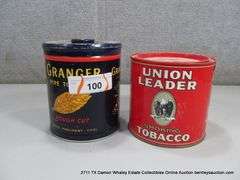 LOT: (2) ANTIQUE TOBACCO TINS - GRUNGER ROUGH CUT, UNION LEADER ...