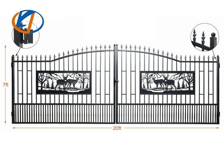 KJ 7' X 20' METAL FARM DRIVEWAY GATE ~ DEER SCENE ~ MODEL: K0720 ...