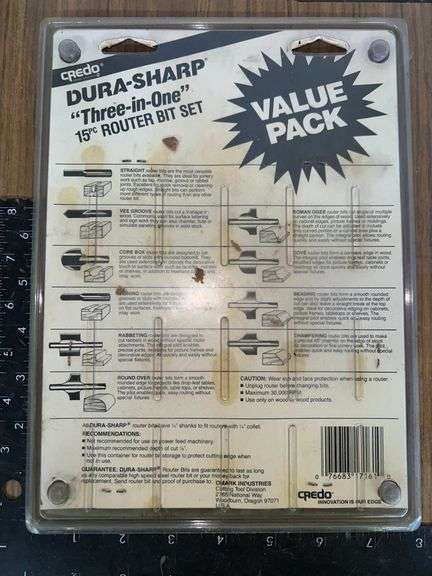 DURA SHARP "THREE-N-ONE" 15-PIECE ROUTER BIT SET - Bentley & Associates ...