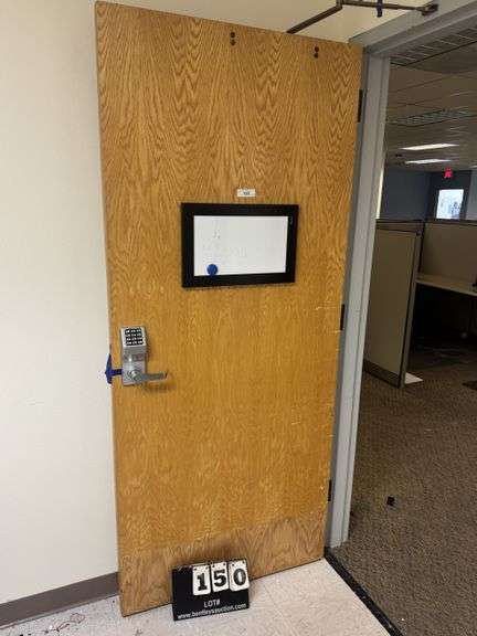 WOODEN OFFICE DOOR, 83" X 36" **BUYER RESPONSIBLE FOR REMOVAL ...