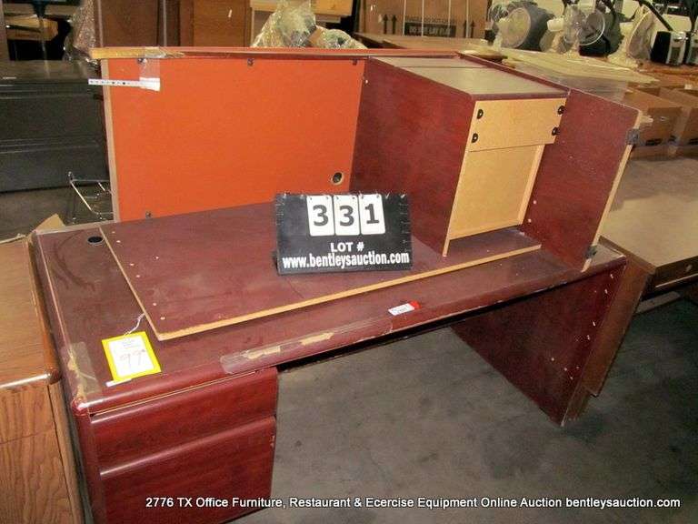 66" X 30" X 30", DARK STAINED 2-DRAWER DESK W/ RIGHT ANGLE 2-DRAWER ...