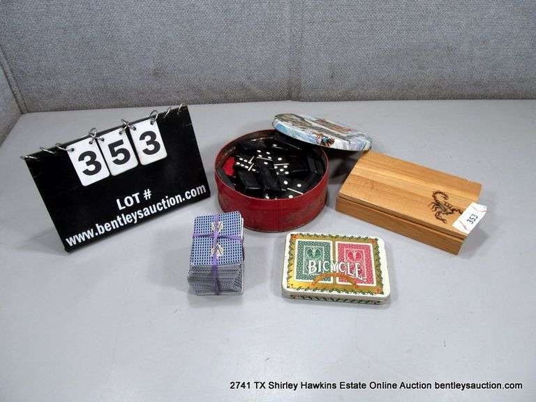 LOT: PLAYING CARDS, TIN W/ DOMINOES - Bentley & Associates, LLC