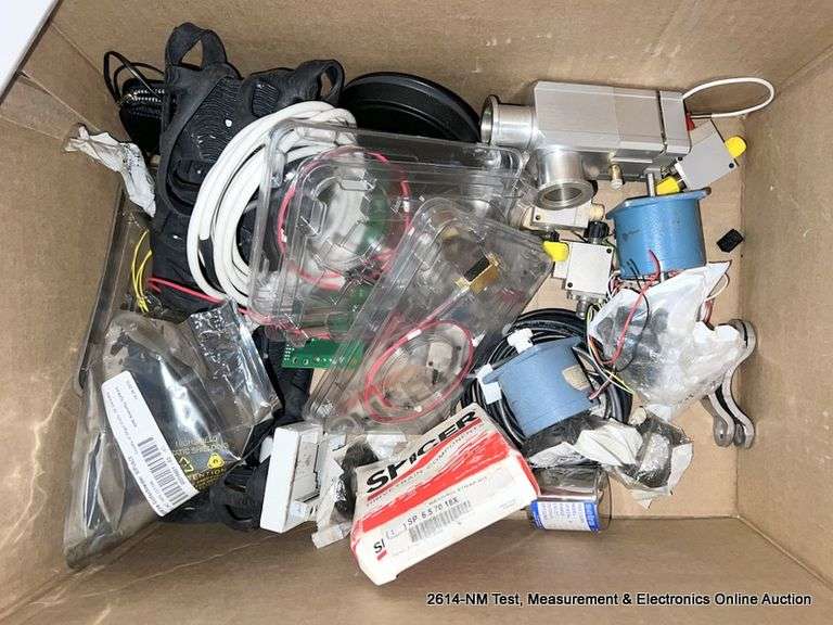 BOX: MISC - SONY CAMERA LENS, CABLE/WIRES, PRESSURE TRANSDUCERS ...