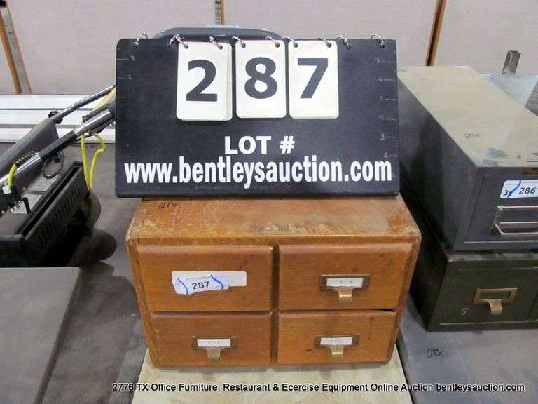 WOODEN SHAW WALKER, 14" X 14 1/2" X 10", 4-DRAWER CARD FILE - Bentley ...