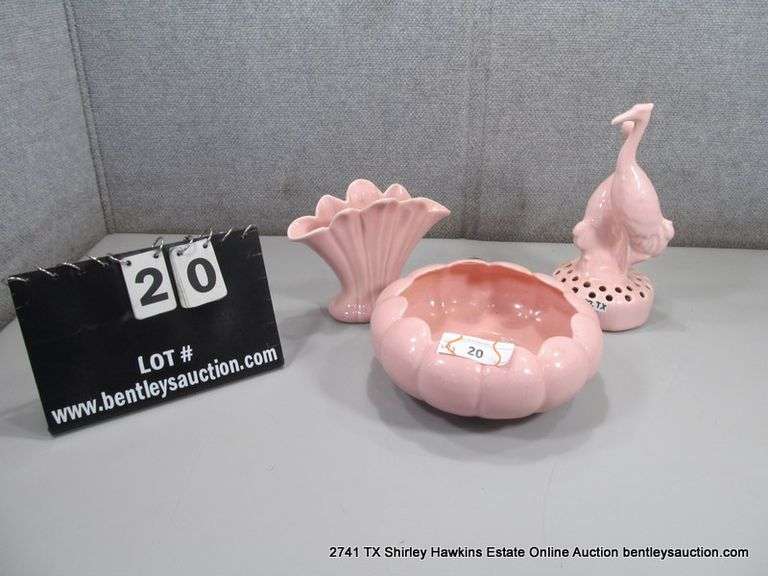 LOT: (3) PINK HULL PINK POTTERY VASES - Bentley & Associates, LLC