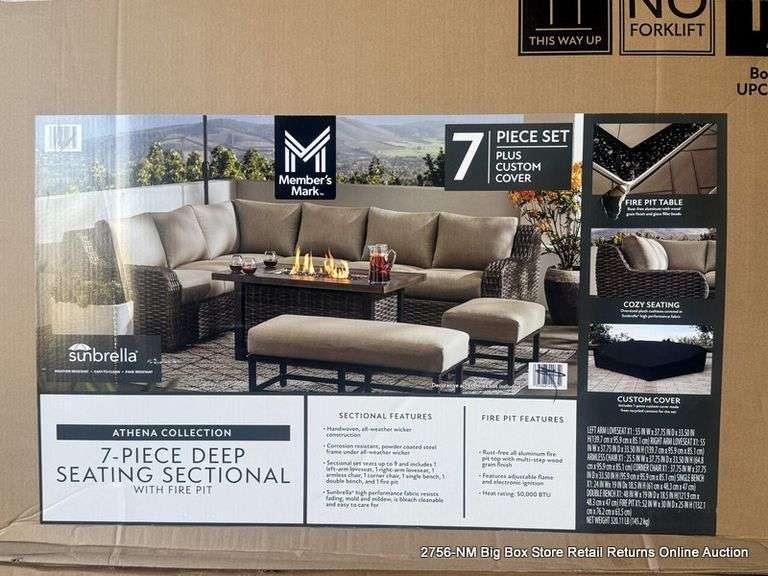 MM, ATHENA COLLECTION, 7-PIECE DEEP SEATING SECTIONAL, WITH FIRE PIT ...