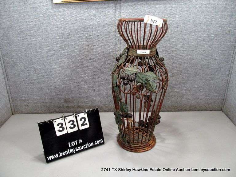 DECORATIVE WIRE VASE W/ FLORAL ACCENTS - Bentley & Associates, LLC