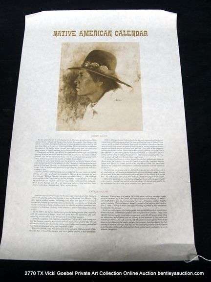 A NATIVE AMERICAN CALENDAR PAGE (NOT A CALENDAR) WITH JIMMIE ABEITA ...