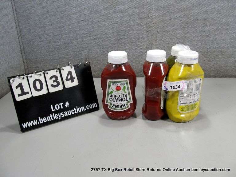 (2) HEINZ 32 OZ. KETCHUP BOTTLES, HEINZ YELLOW MUSTARD BOTTLE, 32 OZ ...