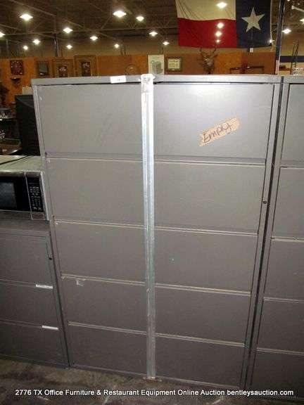GRAY 40" X 27" X 67 1/2" 5 DRAWER STEEL LATERAL FILE CABINET, MERIDIAN ...
