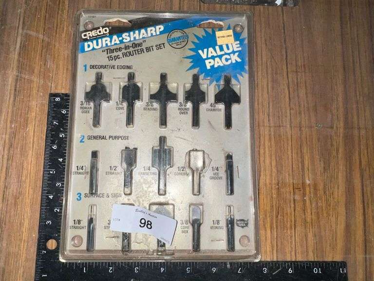 DURA SHARP "THREE-N-ONE" 15-PIECE ROUTER BIT SET - Bentley & Associates ...