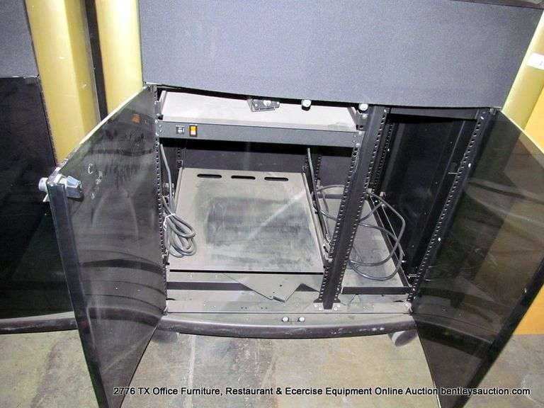 36" X 30" X 43 1/2", MOBILE MEDIA STATION, BLACK & GOLD PLASTIC ...