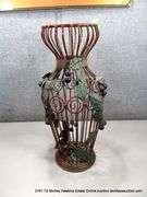 DECORATIVE WIRE VASE W/ FLORAL ACCENTS - Bentley & Associates, LLC
