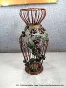 DECORATIVE WIRE VASE W/ FLORAL ACCENTS - Bentley & Associates, LLC