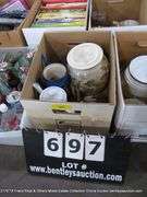 BOX - ENAMELWARE PITCHER, CERAMIC PITCHER, FLORAL COOKIE JAR - Bentley ...