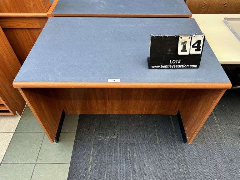 WOODEN BLUE OFFICE TABLE - Bentley & Associates, LLC