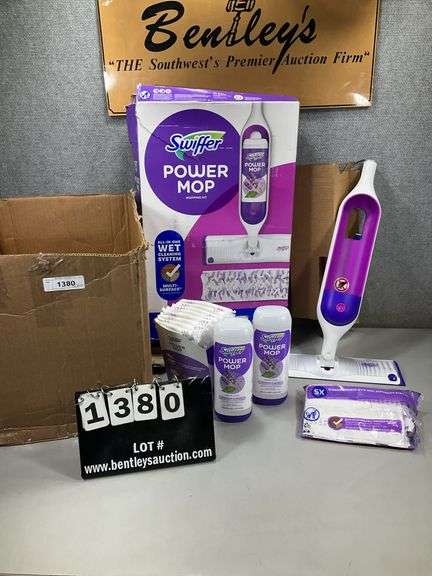 BOX: SWIFFER POWER MOP, MOPPING KIT - INCLUDES: MOP UNIT, 10 MOP PADS ...