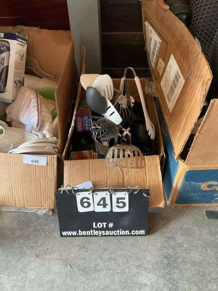 BOX: ASSORTED KITCHEN UTENSILS, BATTERIES - Bentley & Associates, LLC