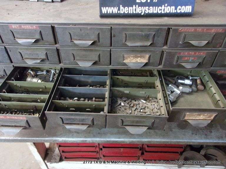 VINTAGE METAL 24-DRAWER ORGANIZER - ASSORTED BOLTS, SET SCREWS ...