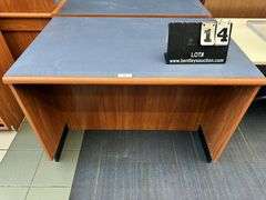 WOODEN BLUE OFFICE TABLE - Bentley & Associates, LLC