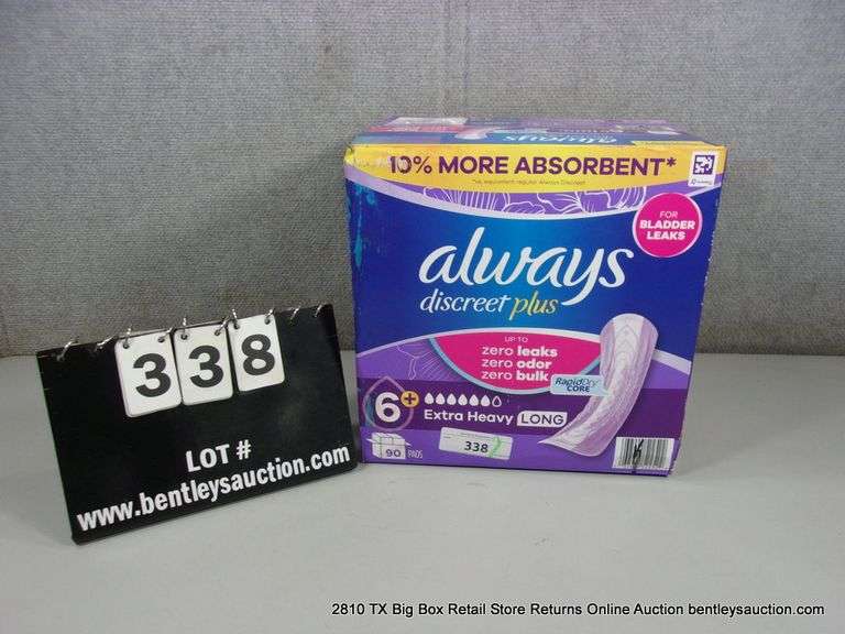 ALWAYS DISCREET PLUS LINERS, 6 PLUS EXTRA HEAVY LONG, 90 LINERS ...