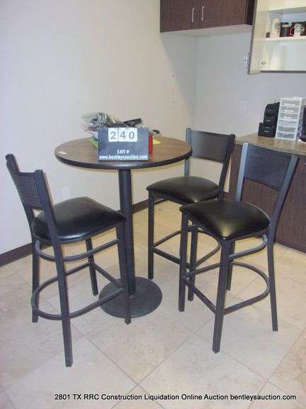 HIGH TOP ROUND TABLE W/ 3 CHAIRS, - (4X THE MONEY) - - Bentley ...