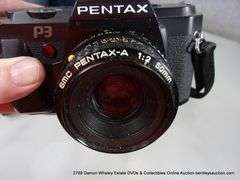 PENTAX CAMERA BAG W/ PENTAX P3 CAMERA, 50MM 1:2 LENS, ASSORTED FILM ...