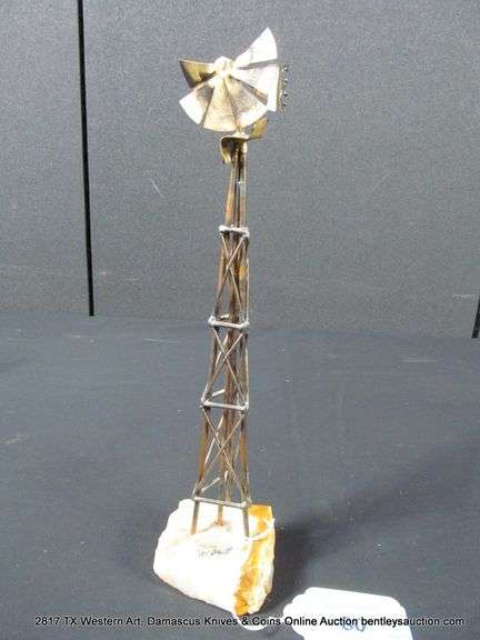 MID-CENTURY MODERN BRASS WINDMILL SCULPTURE BY DON DEMOTT, SIGNED ...